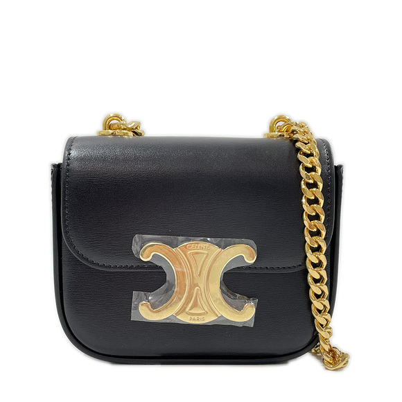 Celine | Bags | Celine Mini Triomphe Chain Shoulder Bag Black | Poshmark